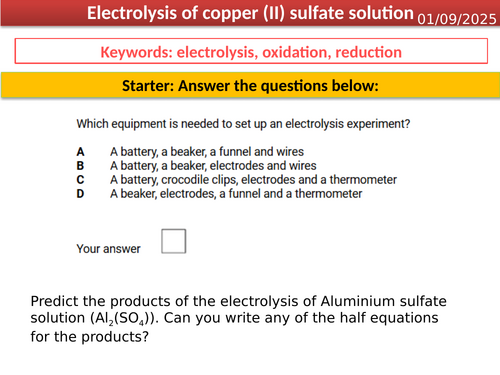 Electrolysis of copper sulfate - GCSE Chemistry | Teaching Resources