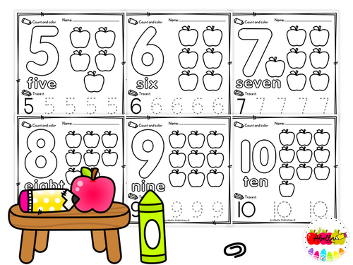 Numbers 1 to 10 Handwriting Practice Worksheets for Preschool and ...