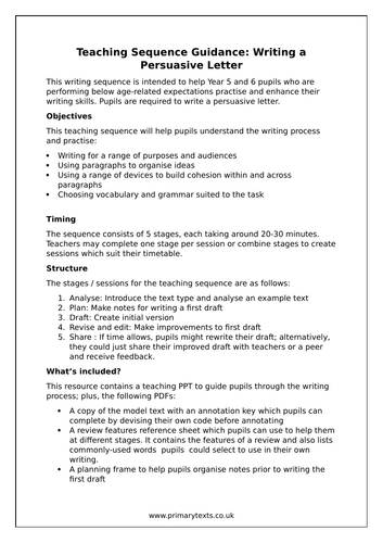 Yr 5/6 Writing Booster Lesson Pack: Persuasive Letters | Teaching Resources