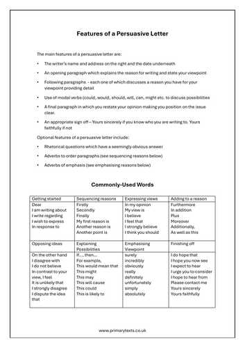 Yr 5/6 Writing Booster Lesson Pack: Persuasive Letters | Teaching Resources