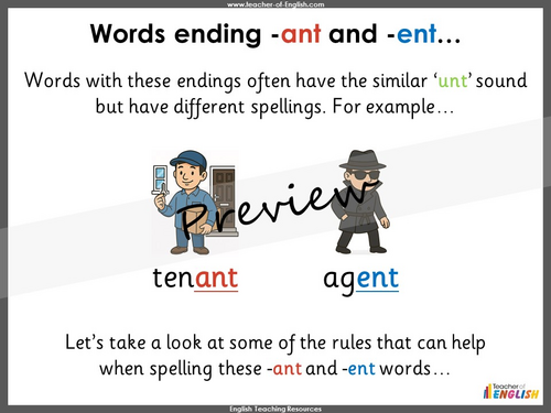Words Ending in -ant, -ance, -ancy, -ent, -ence, -ency – KS2 Spelling ...