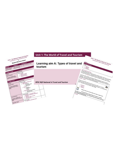BTEC National in Travel and Tourism - Unit 1: The World of Travel and ...