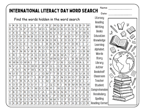 International Literacy Day Word Search | Reading & Writing Vocabulary ...