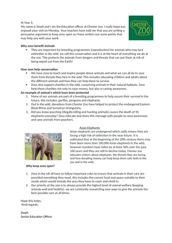 LKS2 unit - Persuasive Writing on Zoos | Teaching Resources