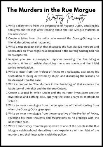 The Murders in the Rue Morgue Creative Writing Prompts | Teaching Resources
