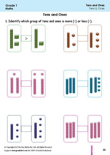 Grade 1 Place Value of Tens and Ones worksheets and Workbooks | Beeone ...