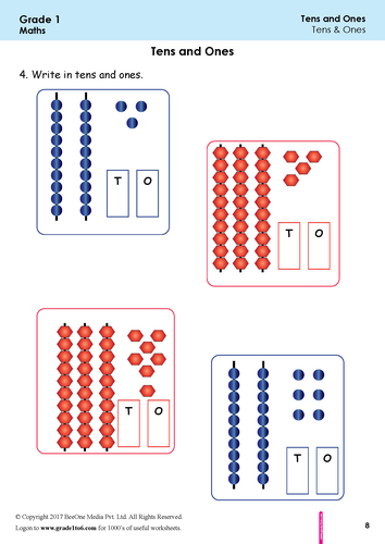 Grade 1 Place Value of Tens and Ones worksheets and Workbooks | Beeone ...