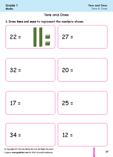 Grade 1 Place Value of Tens and Ones worksheets and Workbooks | Beeone ...