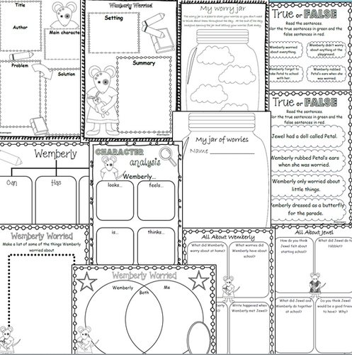 Wemberly Worried book companion with activities and sequencing ...