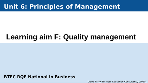BTEC National in Business - Unit 6: Principles of Management Learning ...