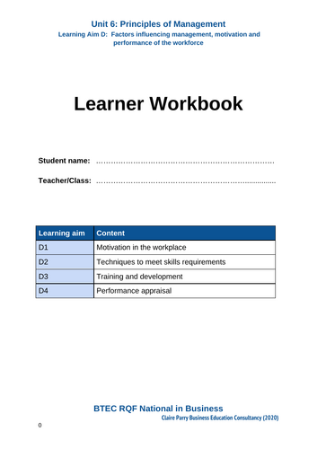 BTEC National in Business - Unit 6: Principles of Management complete ...