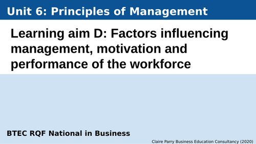 BTEC National in Business - Unit 6: Principles of Management complete ...