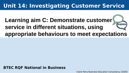 BTEC National in Business - Unit 14: Investigating Customer Service ...