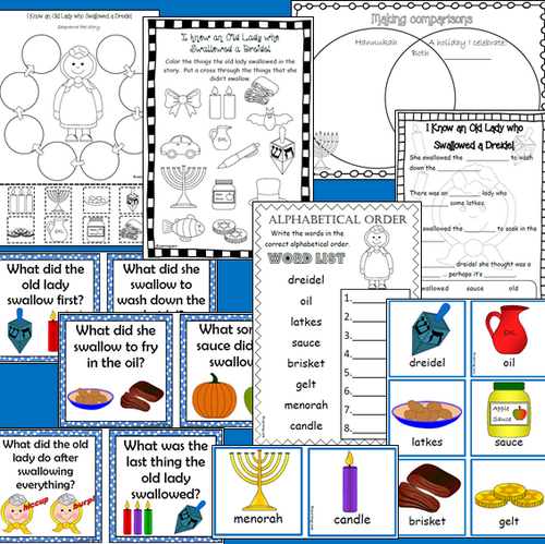I Know an Old Lady Who Swallowed a Dreidel book companion activities ...