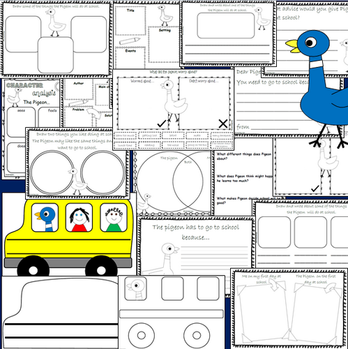 The Pigeon HAS to go to School book companion and craft | Teaching ...