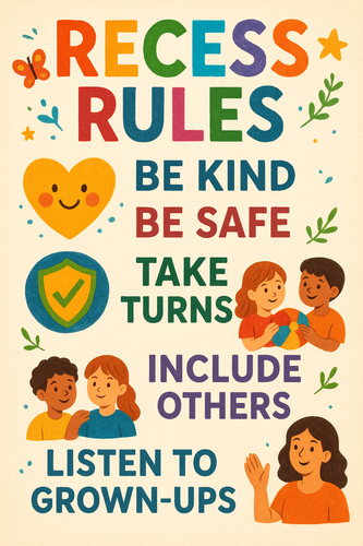 5 Beautiful Classroom Rules Posters- Recess, Lunch, Bullying, Classroom, Learning | Teaching ...
