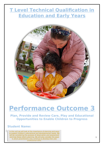 T level Education and Early Years Performance Outcomes 3 (PO3) GEN 1 ...