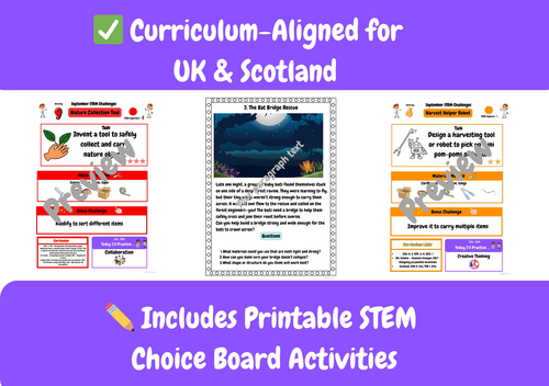 October STEM Challenges for 5-8 | Story Mats/SEL/Choice Board ...
