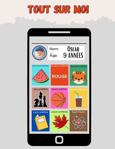 French Back to School All About Me Phone Craft: Tout sur Moi - Me Voici ...