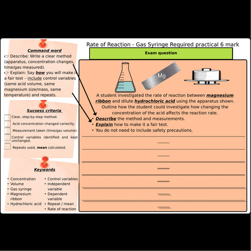 GCSE Chemistry Paper 2 Rate of Reation – Gas Syringe Required Practical ...