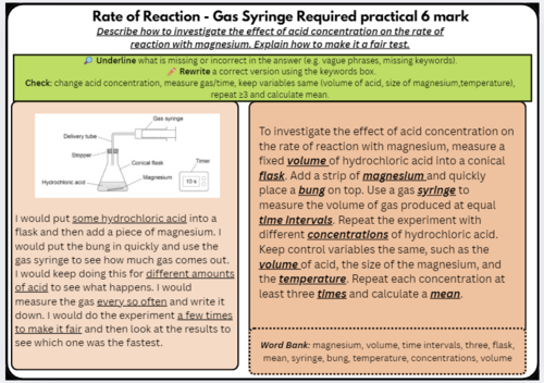 GCSE Chemistry Paper 2 Rate of Reation – Gas Syringe Required Practical ...