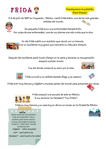 Frida Kahlo Biografia PRETÉRITO KS3/4 | Teaching Resources