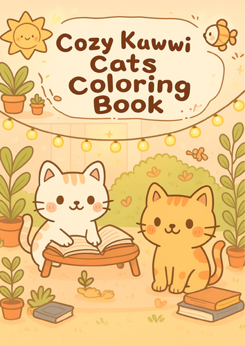 Cozy Kawaii Cats Coloring Book: 20 Cute and Relaxing Cat Scenes for ...
