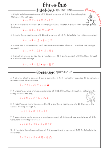 Ohms law Voltage Current Resistance V=IR equation - Physics equation ...