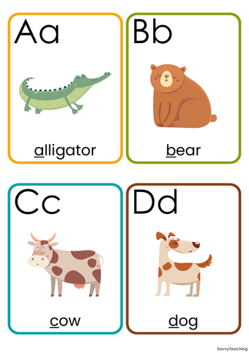 A–Z Animal Flashcards | 26 Alphabet Letters & Animal Names for Early ...