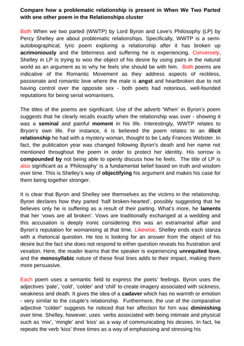 AQA Love and Relationships Poetry Comparison | Teaching Resources