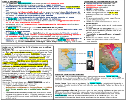 AQA GCSE History - Asia - Korean War and Vietnam War - short knowledge ...