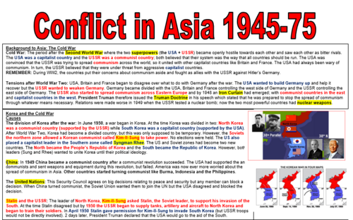 AQA GCSE History - Asia - Korean War and Vietnam War - short knowledge ...