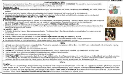 AQA GCSE History - Health and the People - short knowledge organiser ...
