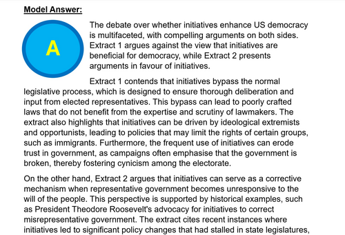 AQA A Level Politics Model Answers - Full Papers - Paper 2 - 2024 ...