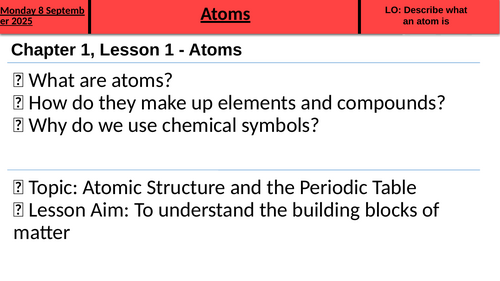 GCSE AQA Chemistry - 1.1 Atoms. Ready-to-teach Full Lesson with ...