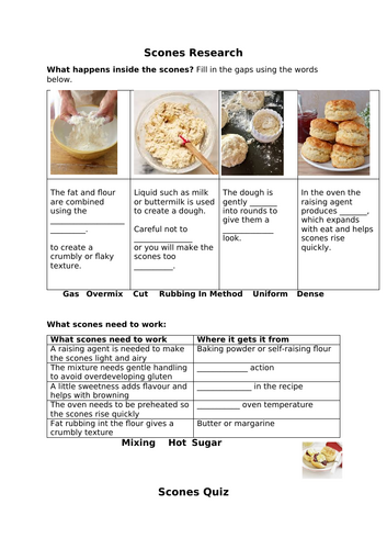 Scones Worksheet - Occupational Studies Patisserie and Baking ...