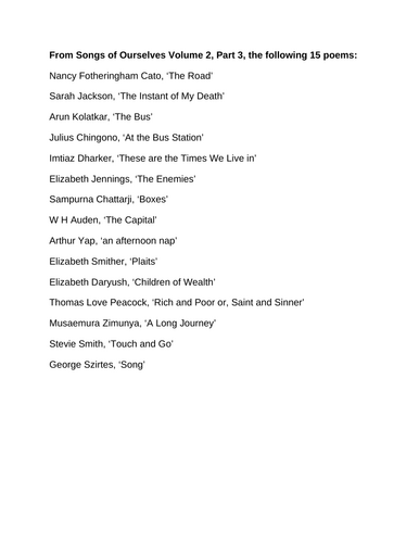 From Songs of Ourselves Volume 2, Part 3 - 15 Poem Anthology Cambridge ...