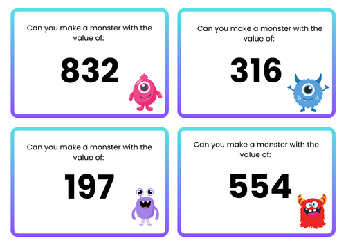 Make a monster place value cards for KS2 | Teaching Resources