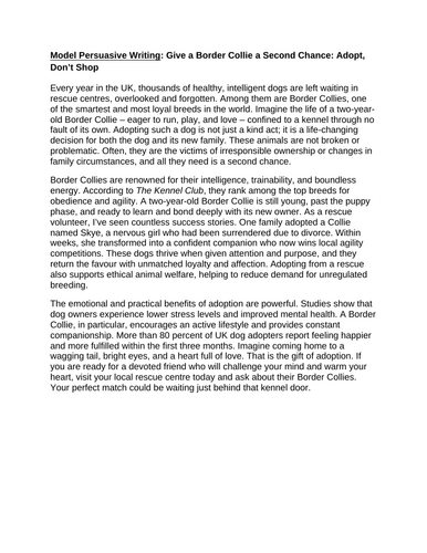 KS3 Persuasive Writing: Adopt a Dog from the shelter | Teaching Resources