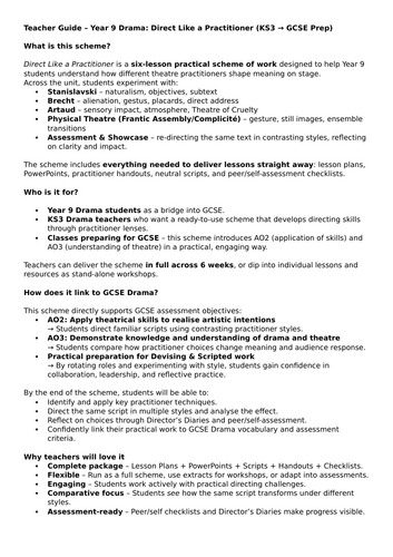 Year 9 Drama – Direct Like a Practitioner (KS3 → GCSE Prep) | Teaching ...