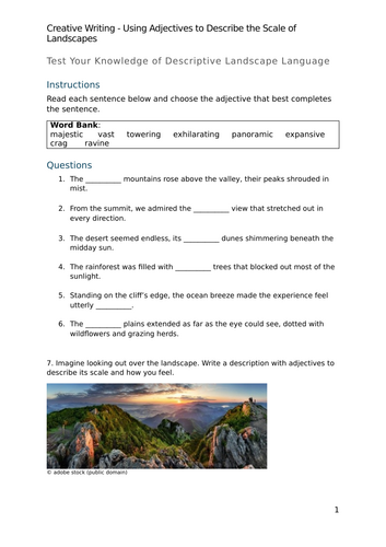 Creative Writing - Describing Landscapes | Teaching Resources