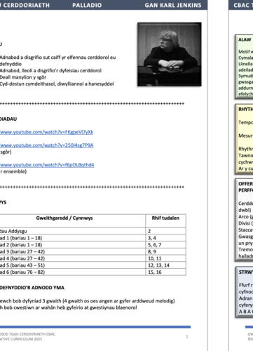 WJEC GCSE Music - Palladio gan Karl Jenkins - New for teaching septmber ...