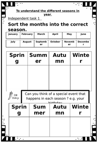 Year 1 To understand different seasons in a year | Teaching Resources