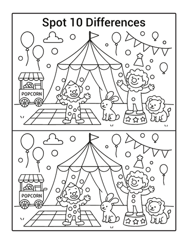 10 Spot the Difference Coloring Pages | Fun Puzzle Worksheets for Kids ...