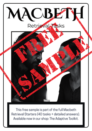 FREE Macbeth Retrieval Starters – Act 1 Sample (GCSE English Literature ...
