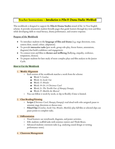 Introduction to Film & Drama Studies Workbook - First Year English ...