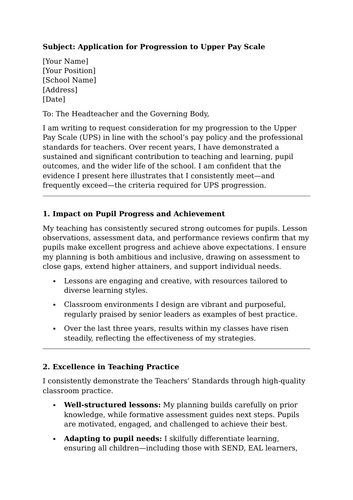 Successful Application Letter for Promotion from Main Pay Scale to ...