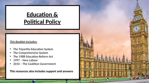 Sociology - Education & Political Policy Activity Sheets (With Answers ...