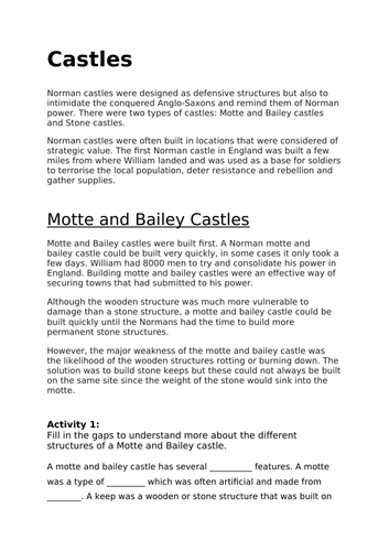 Medieval Castles Activity Pack | Teaching Resources