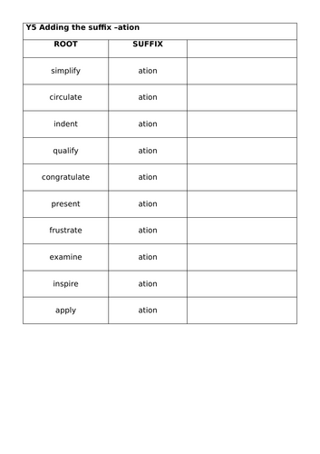 The suffix ation WORKSHEETS and CROSSWORDS | Teaching Resources